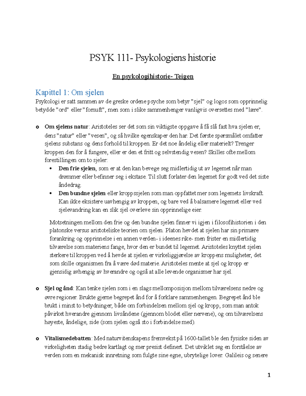 Psyk 111- lesenotater ferdig - PSYK111 - UiB - Studocu