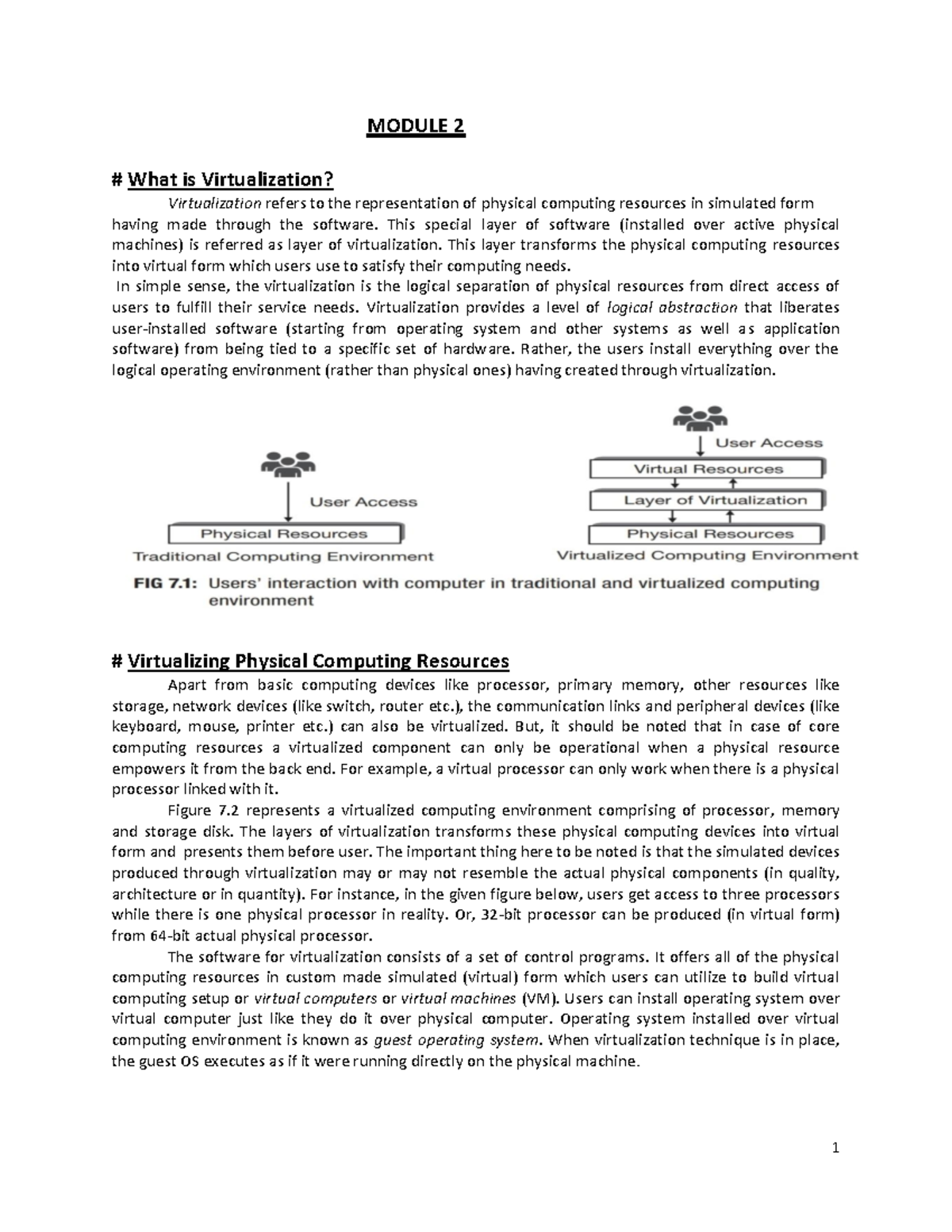 M2 Cloud Computing - Teaching notes - MODULE 2 # What is Virtualization ...
