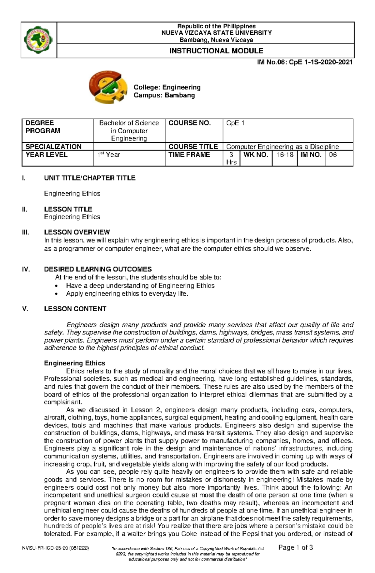 Module CED 6 - Republic of the Philippines NUEVA VIZCAYA STATE ...