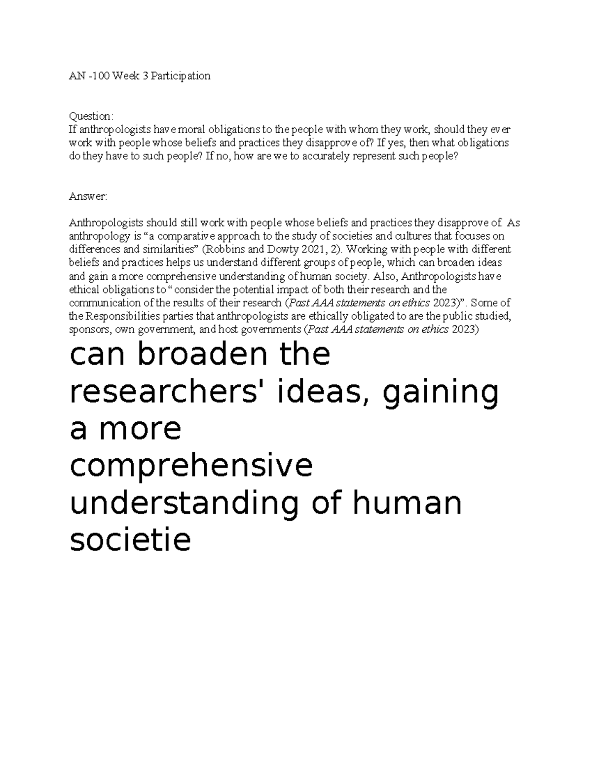 AN-100 Week 3 Participation Real - AN -100 Week 3 Participation ...