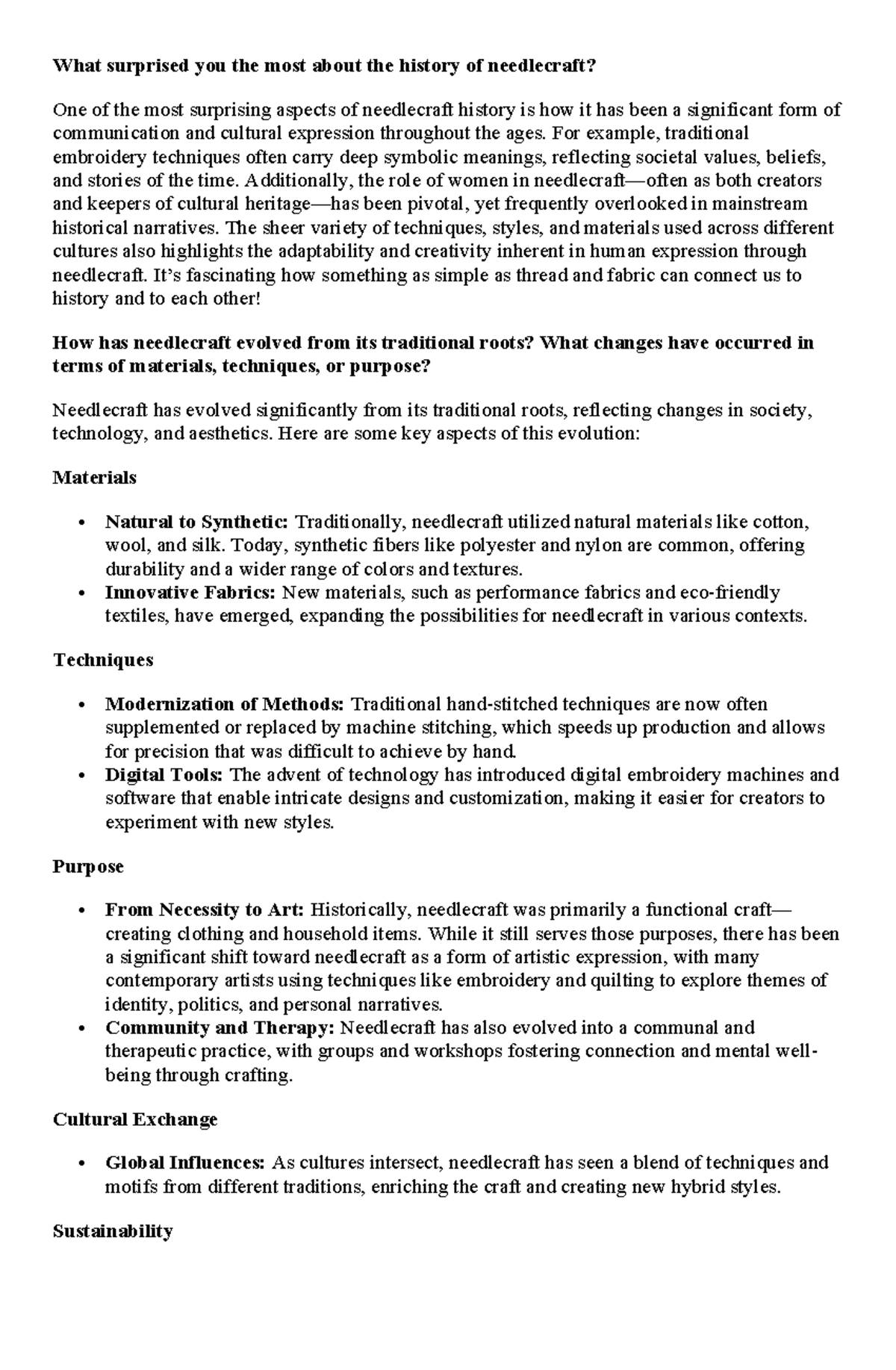 The history of needlecraft - What surprised you the most about the ...