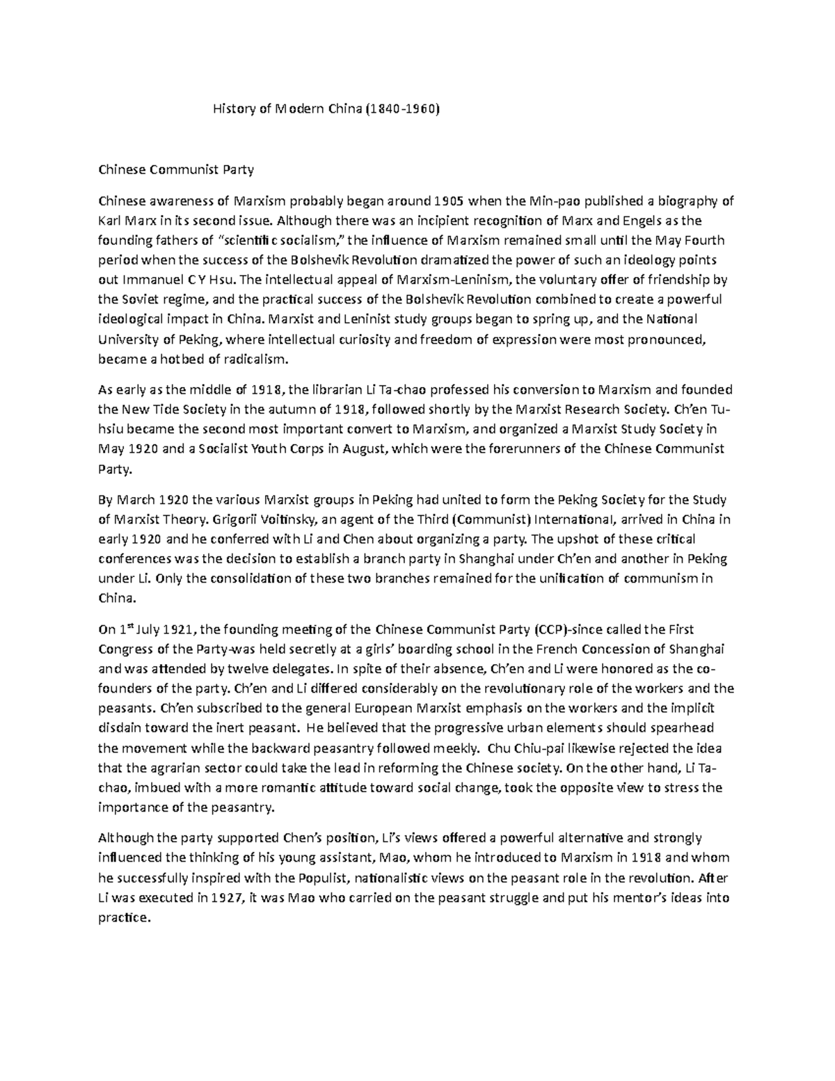 Ccp kmt united front - History of Modern China (1840-1960) Chinese ...