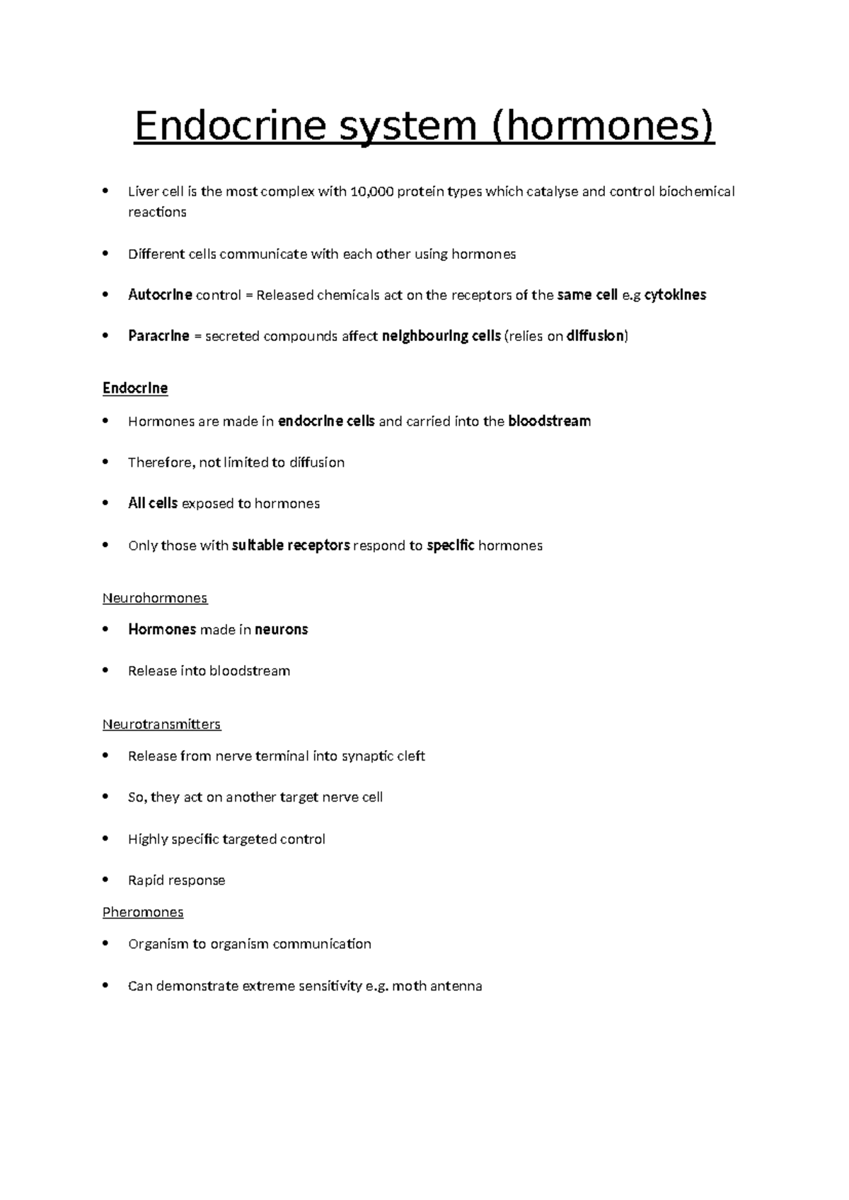 6 Endocrine system - Anatomy notes from lectures - Endocrine system ...