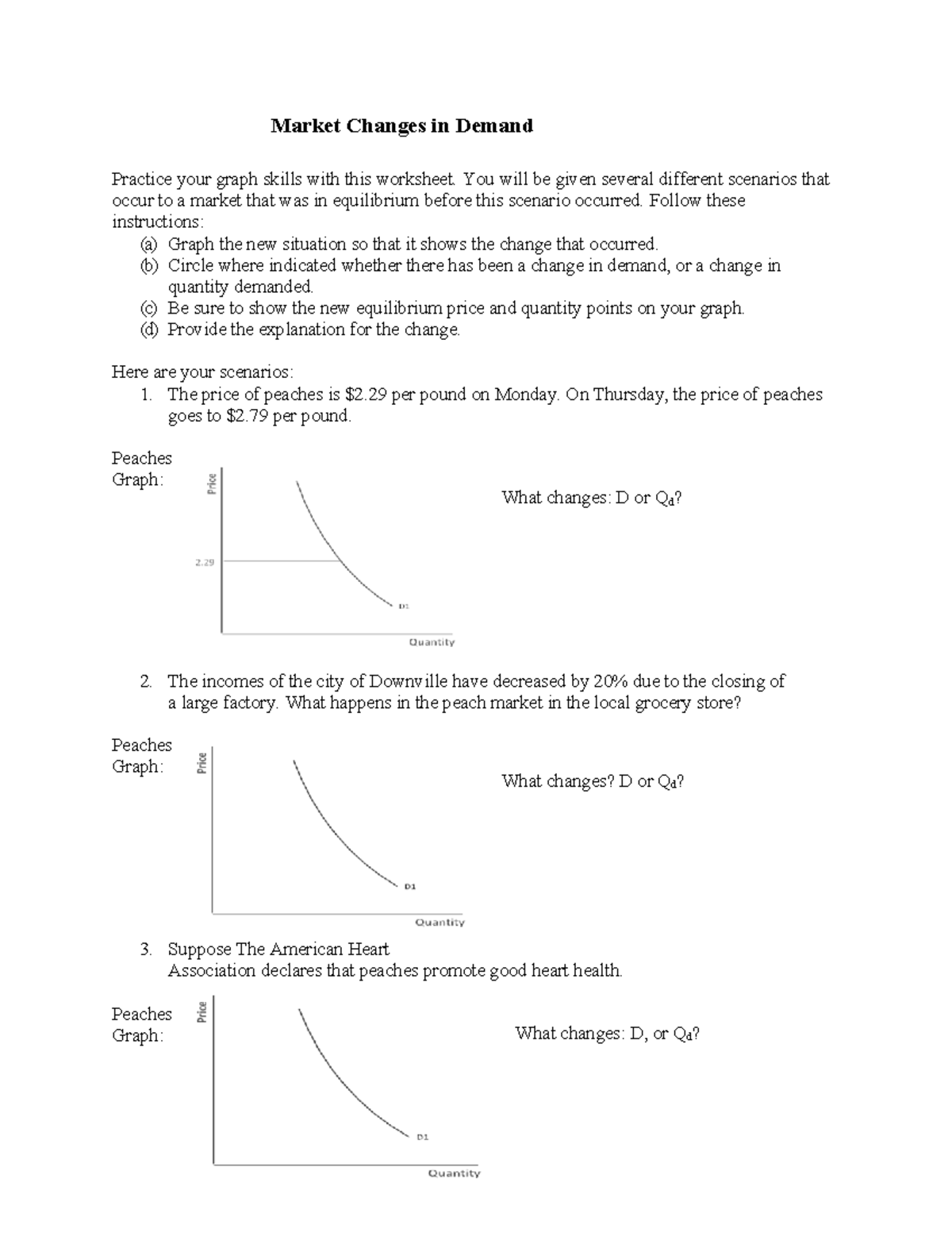 Market changes in demand - Market Changes in Demand Practice your graph ...