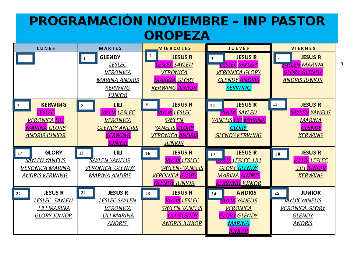Programación Noviembre Inppo - PROGRAMACIÓN NOVIEMBRE – INP PASTOR ...