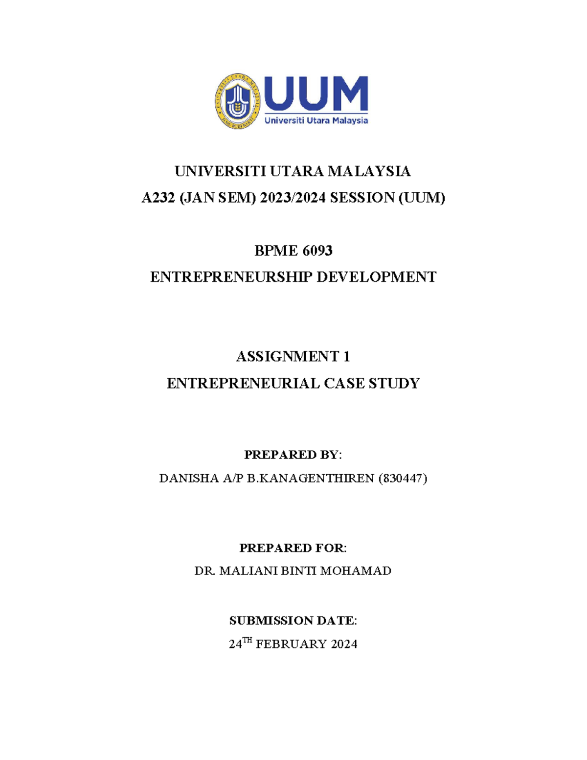 Rubric- BP Report - UNIVERSITI UTARA MALAYSIA A232 (JAN SEM) 2023/2024 ...