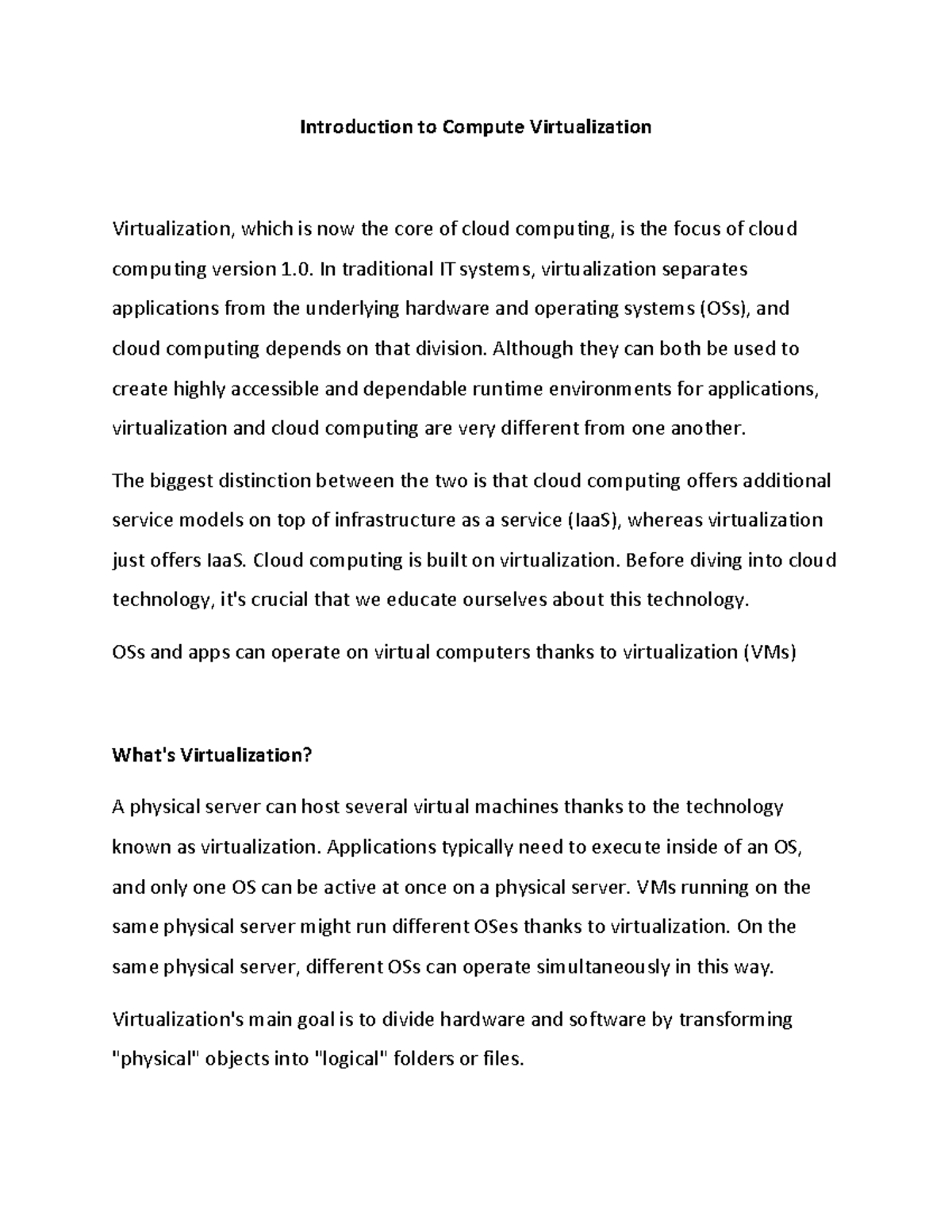 Introduction to Compute Virtualization - Introduction to Compute ...