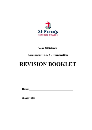 Year 10 Science Yearly Examination Revision Questions - Year 10 Yearly ...