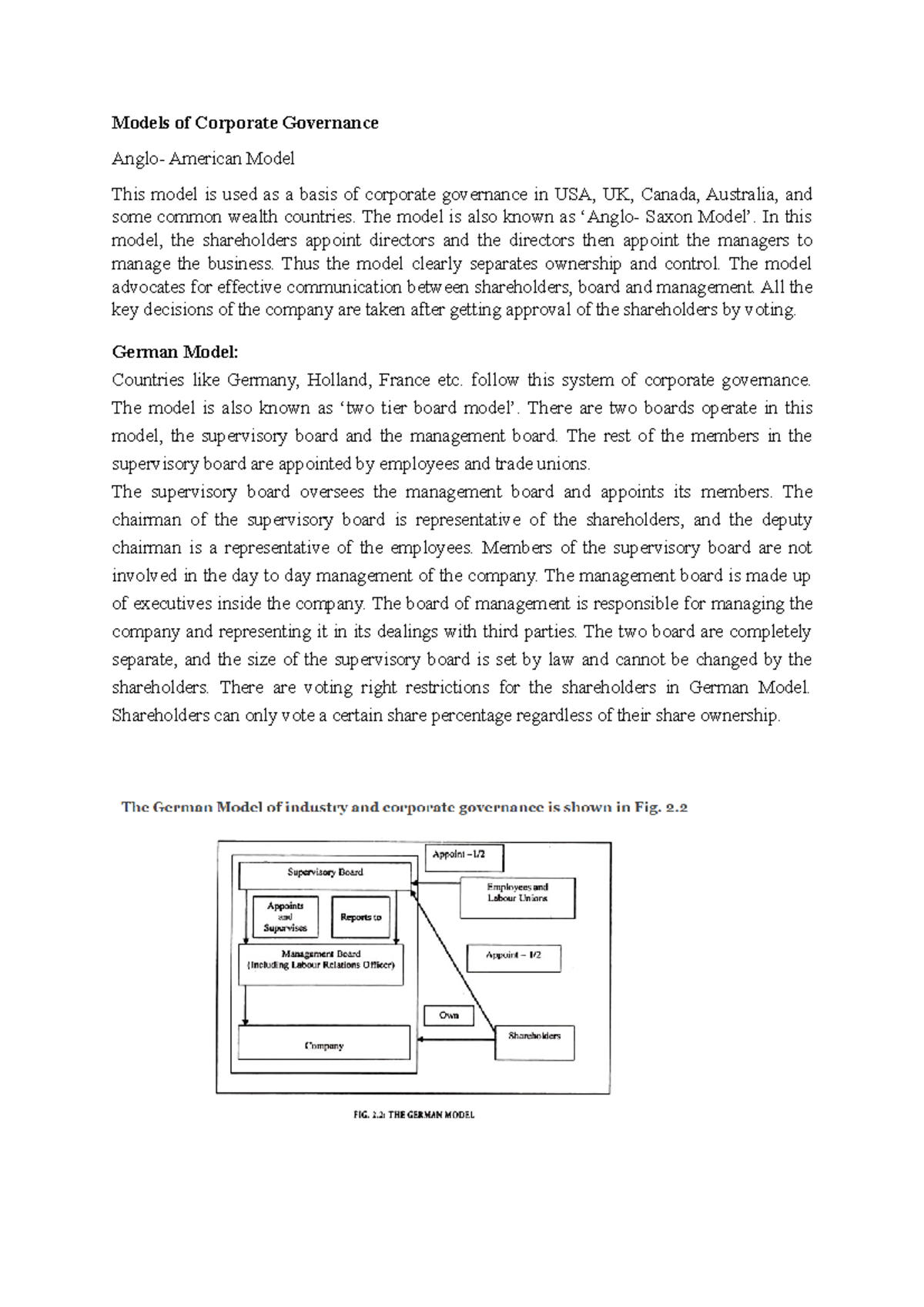 Unit 5 - models of Corporate Governace - Models of Corporate Governance ...