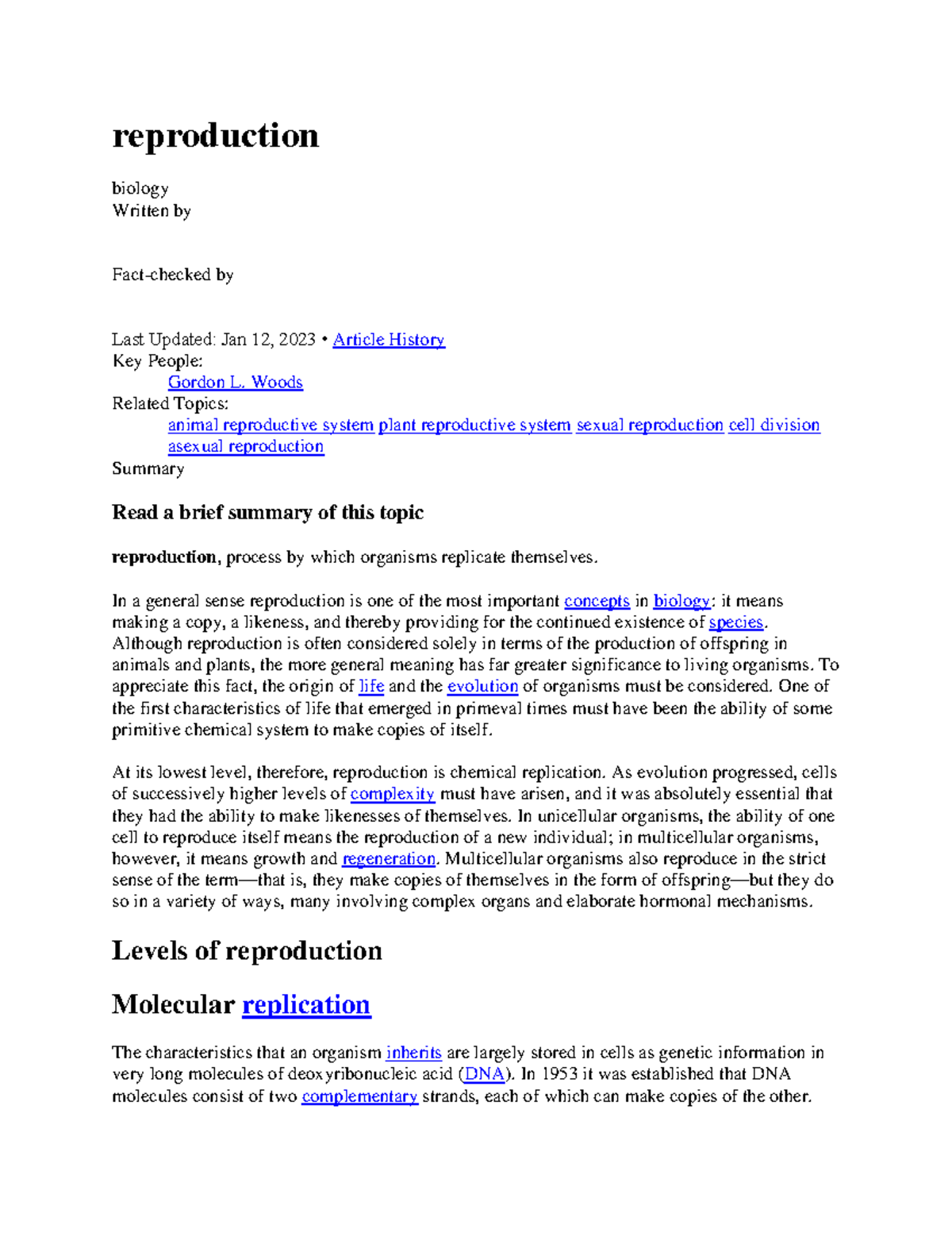 Reproduction - reproduction biology Written by Fact-checked by Last ...
