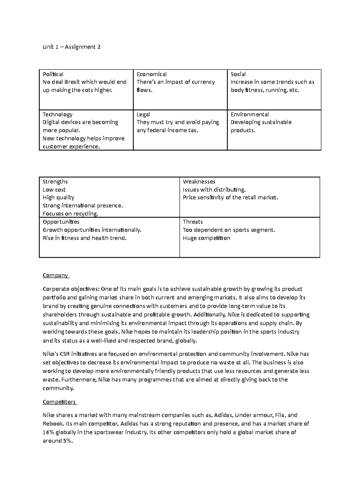 Unit 1 assignment 2 copy - Unit 1 – Assignment 2 Political No deal Brexit which would end up ...