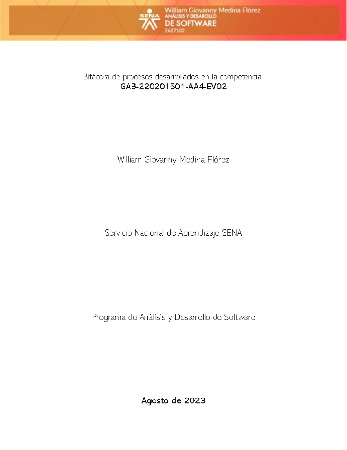 Bitácora de procesos desarrollados en la competencia GA3-2202015 01-AA4 ...