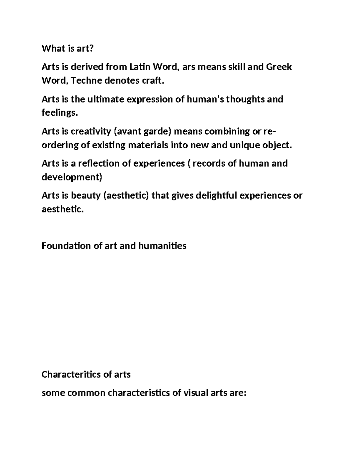 Script art appreciation - What is art? Arts is derived from Latin Word ...