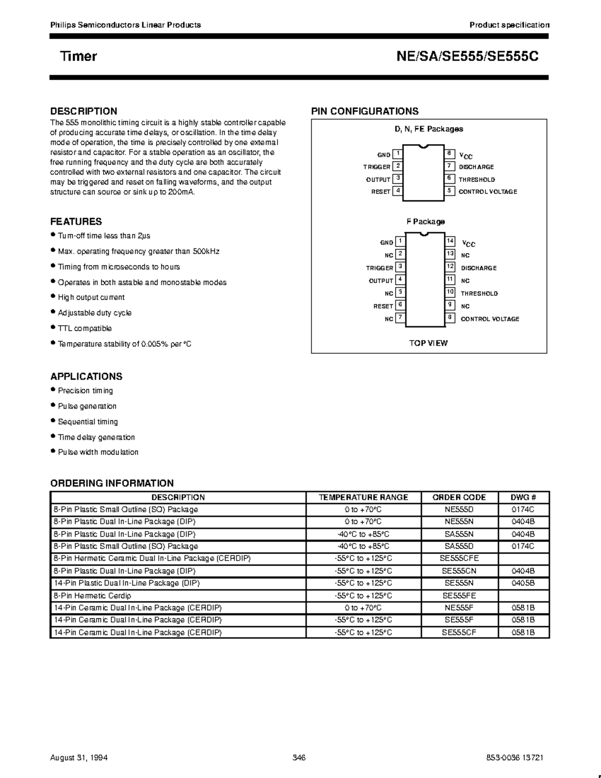 NE555 - Práctica - Timer NE/SA/SE555/SE555C August 31, 1994 346 853 ...
