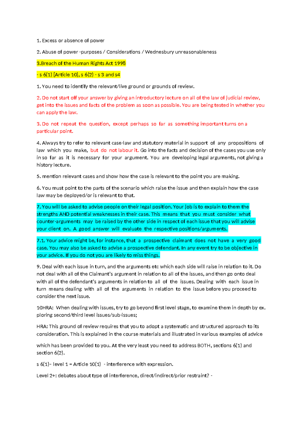 PL Notes - Excess or absence of power Abuse of power -purposes ...