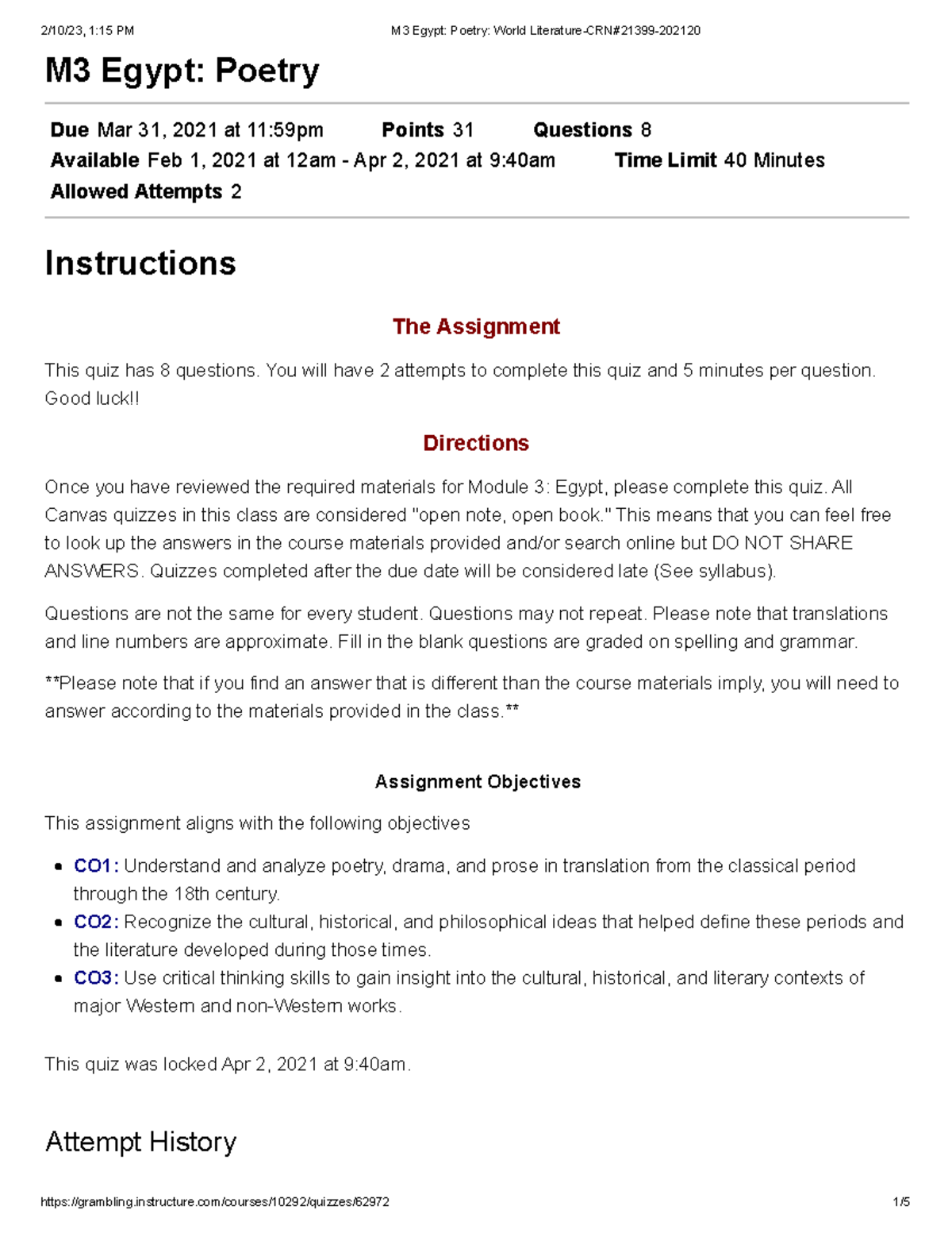 M3 Egypt Poetry World Literature-CRN#21399-202120 - M3 Egypt: Poetry ...