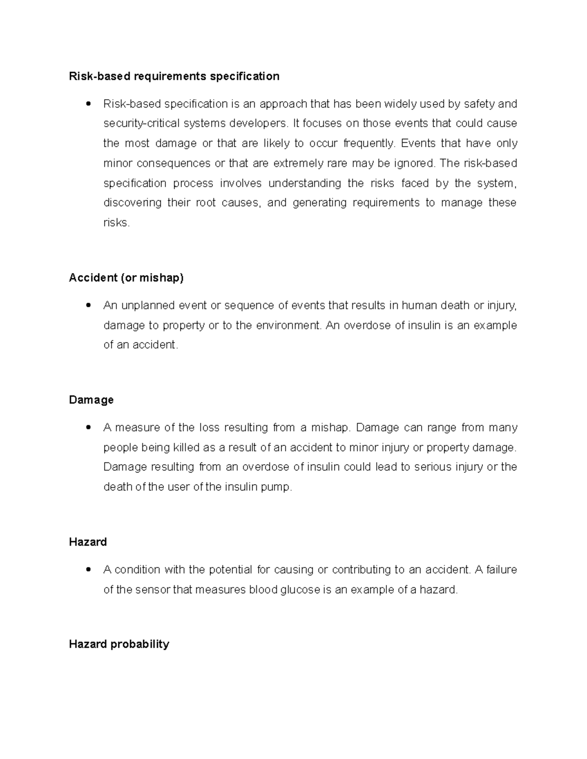Risk-based requirements specification - It focuses on those events that ...