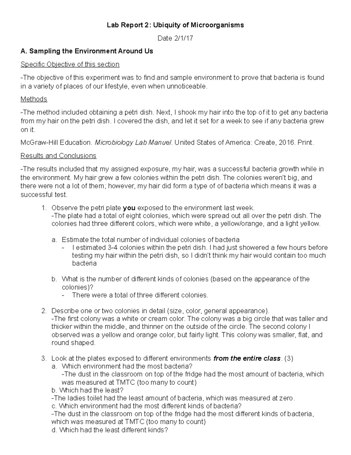 Micro lab 2 - Lecture notes Lab report 2 - Lab Report 2: Ubiquity of ...