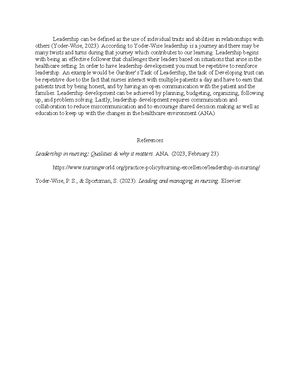 412 Reflection - Quality Improvement Model Journal Reflection Yoon Nam ...
