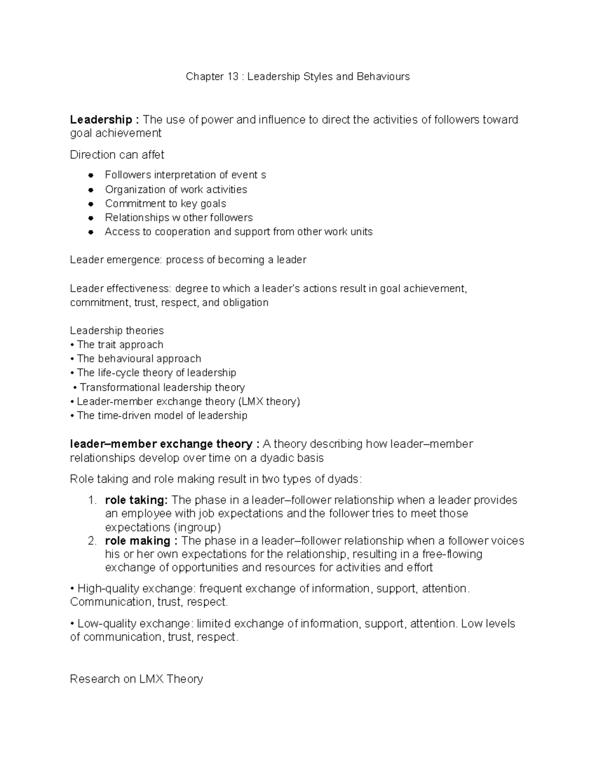 Chapter 13 Leadership Styles and Behaviours - Chapter 13 : Leadership ...