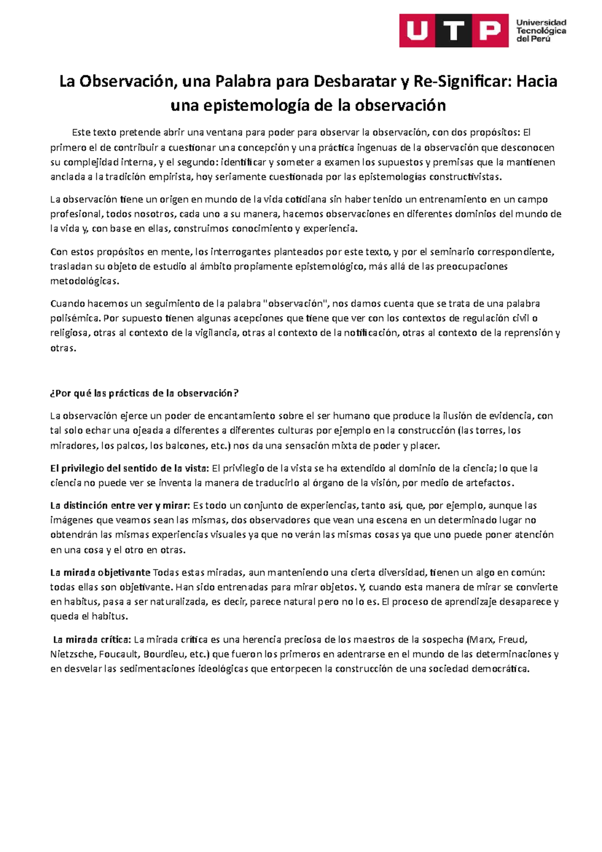 Este texto pretende abrir una ventana para poder para observar la ...