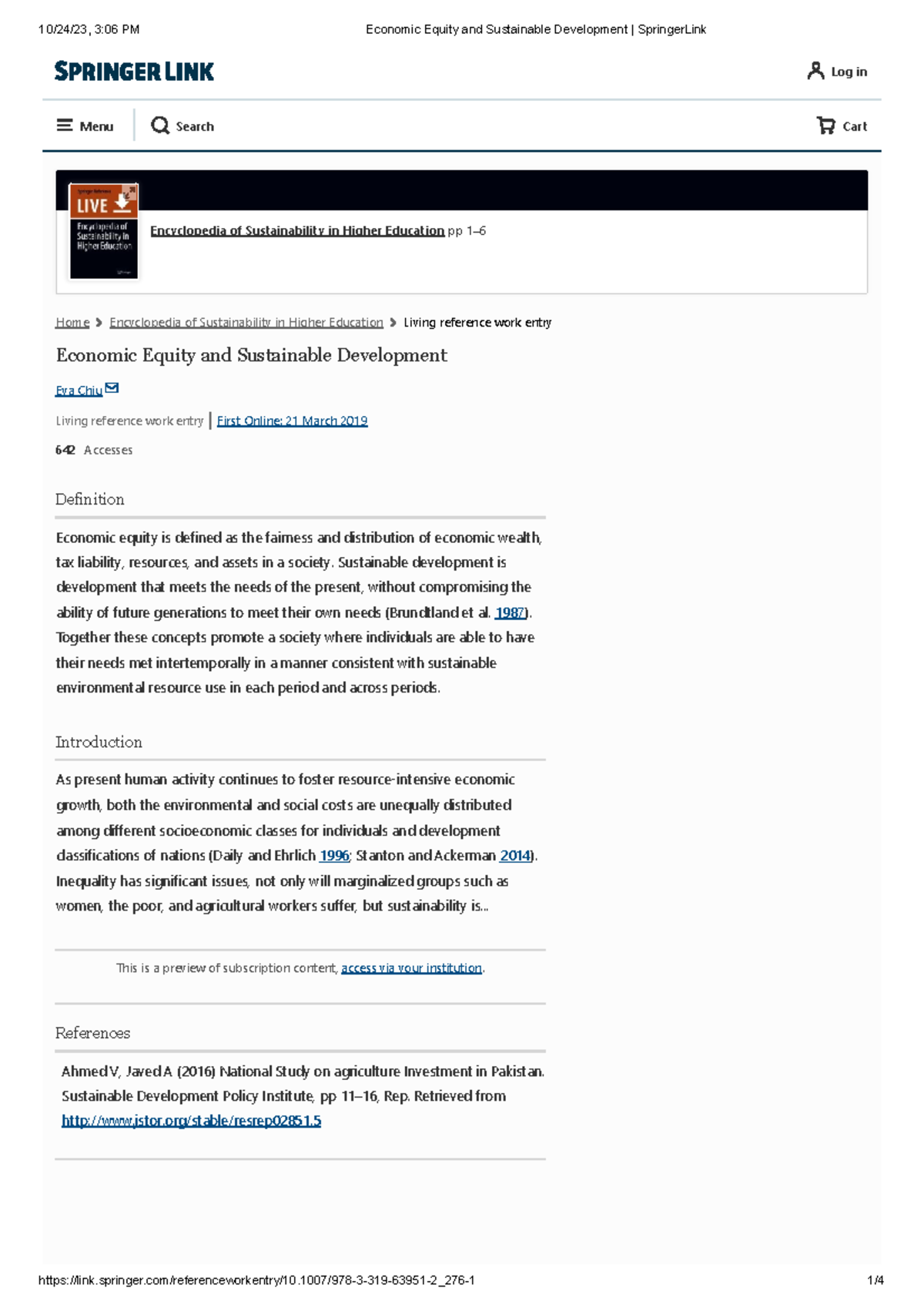 Economic Equity and Sustainable Development Springer Link - Economic Equity and Sustainable ...