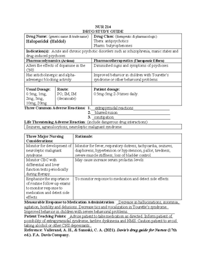Buprenorphine (Suboxone) - NUR 214 DRUG STUDY GUIDE Drug Name: (generic ...