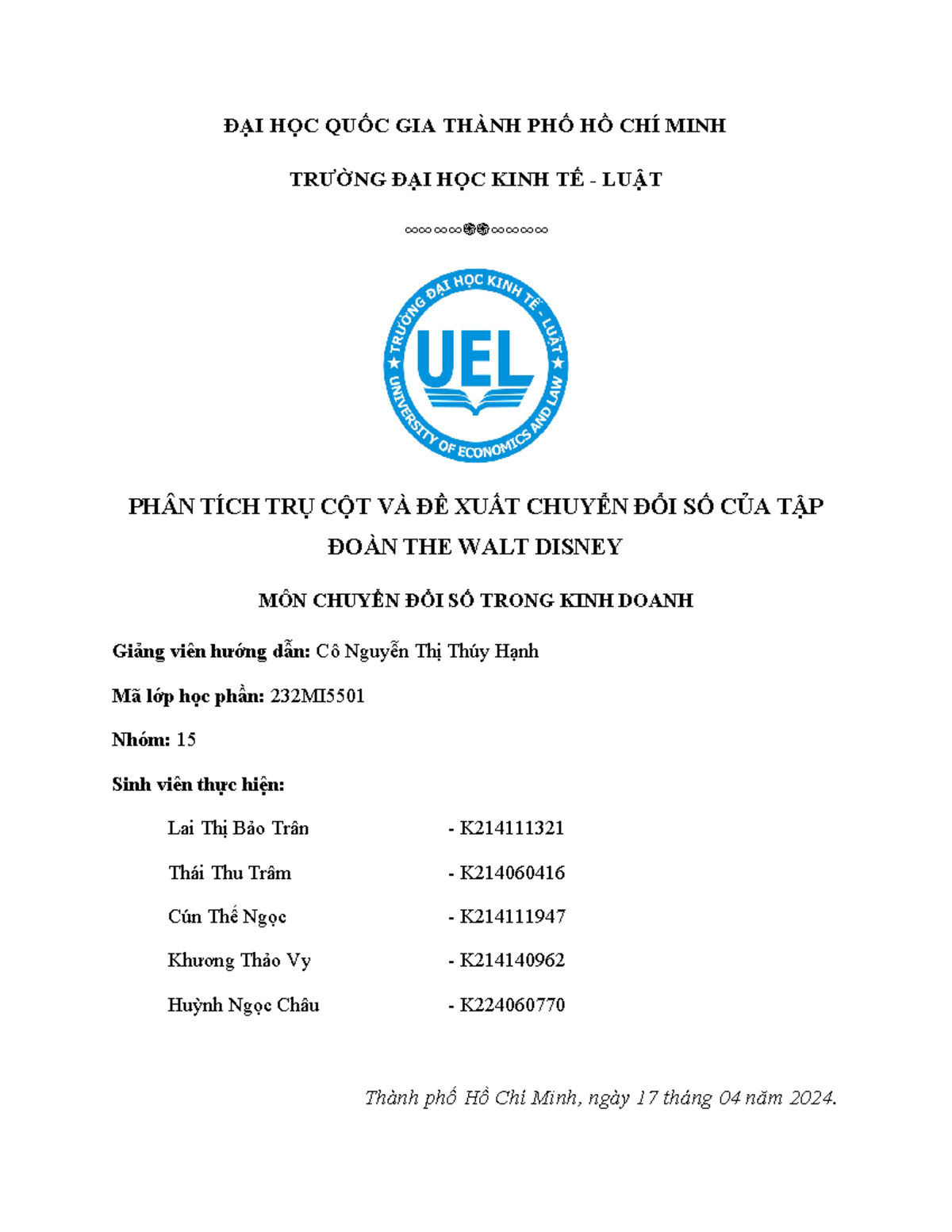 Phân tích 5 trụ cột và đề xuất chuyển đổi số của Disney - ĐẠI HỌC QUỐC ...