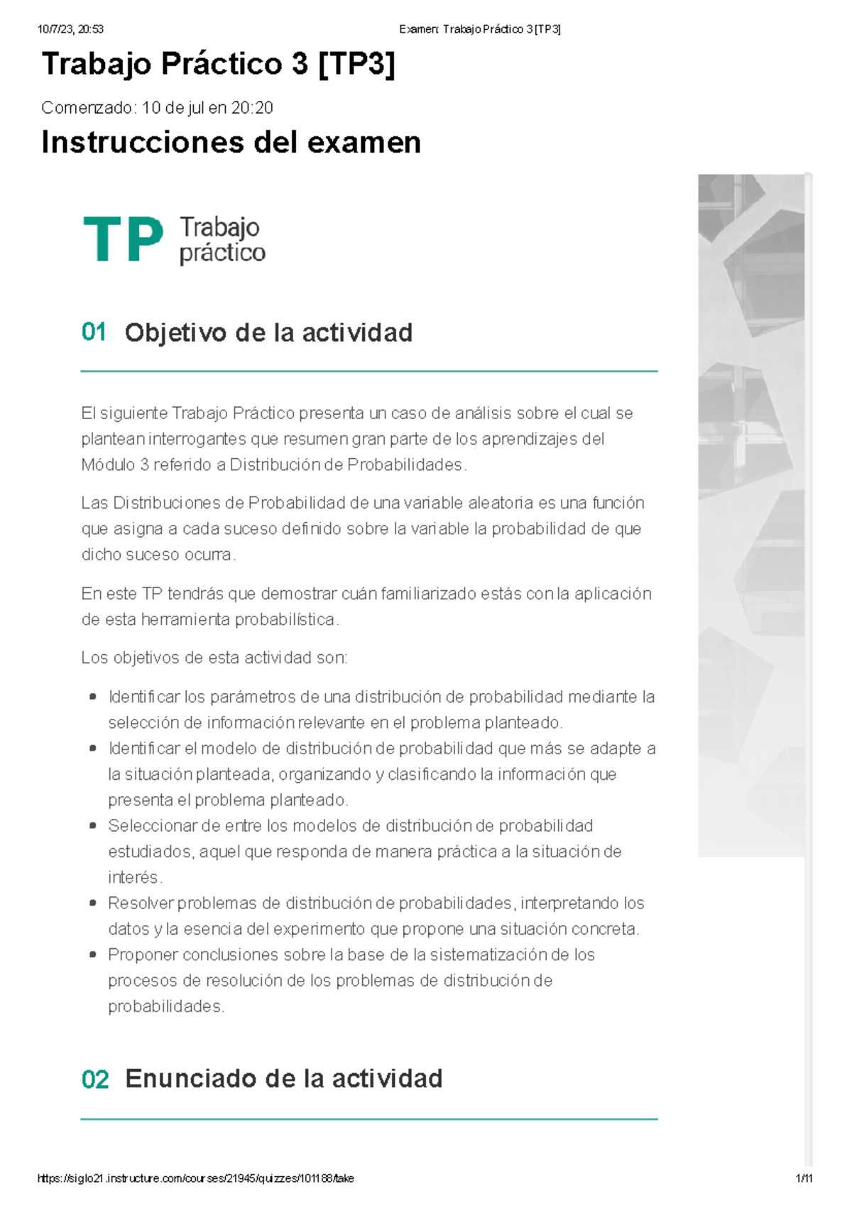Examen Trabajo Práctico 3 92.5% [TP3] MAT 3 - Herramientas Matemáticas III – Estadísticas- - Studocu