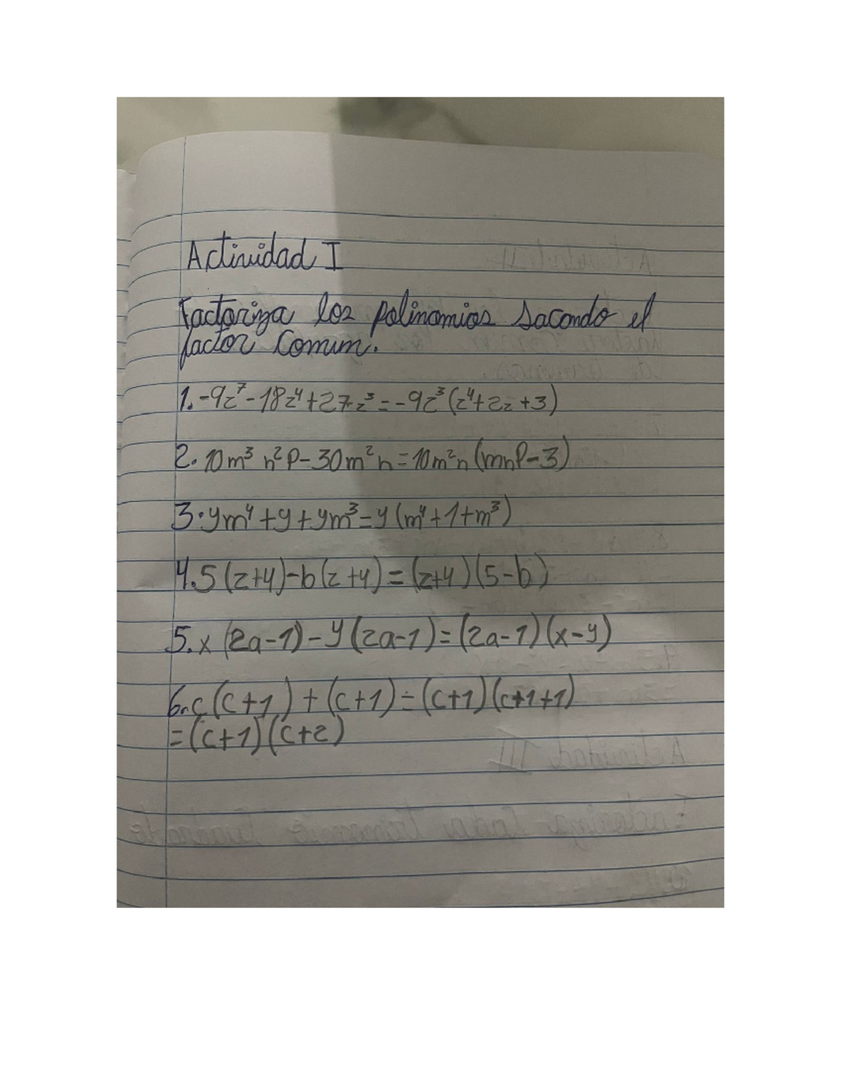 Tarea VIII matematica basica binomio,polinomios y trinomios - Actividad I Factoriya los ...