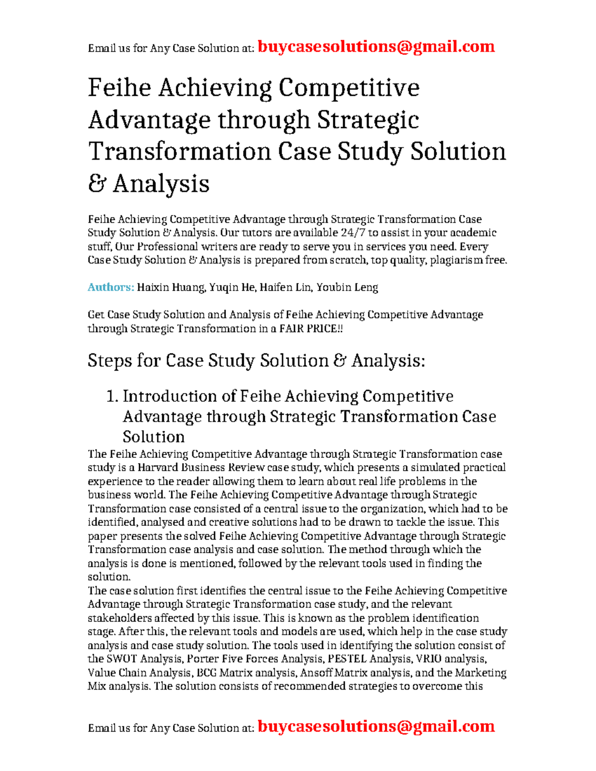 Case Solution Feihe Achieving Competitive Advantage through Strategic Transformation - Feihe ...