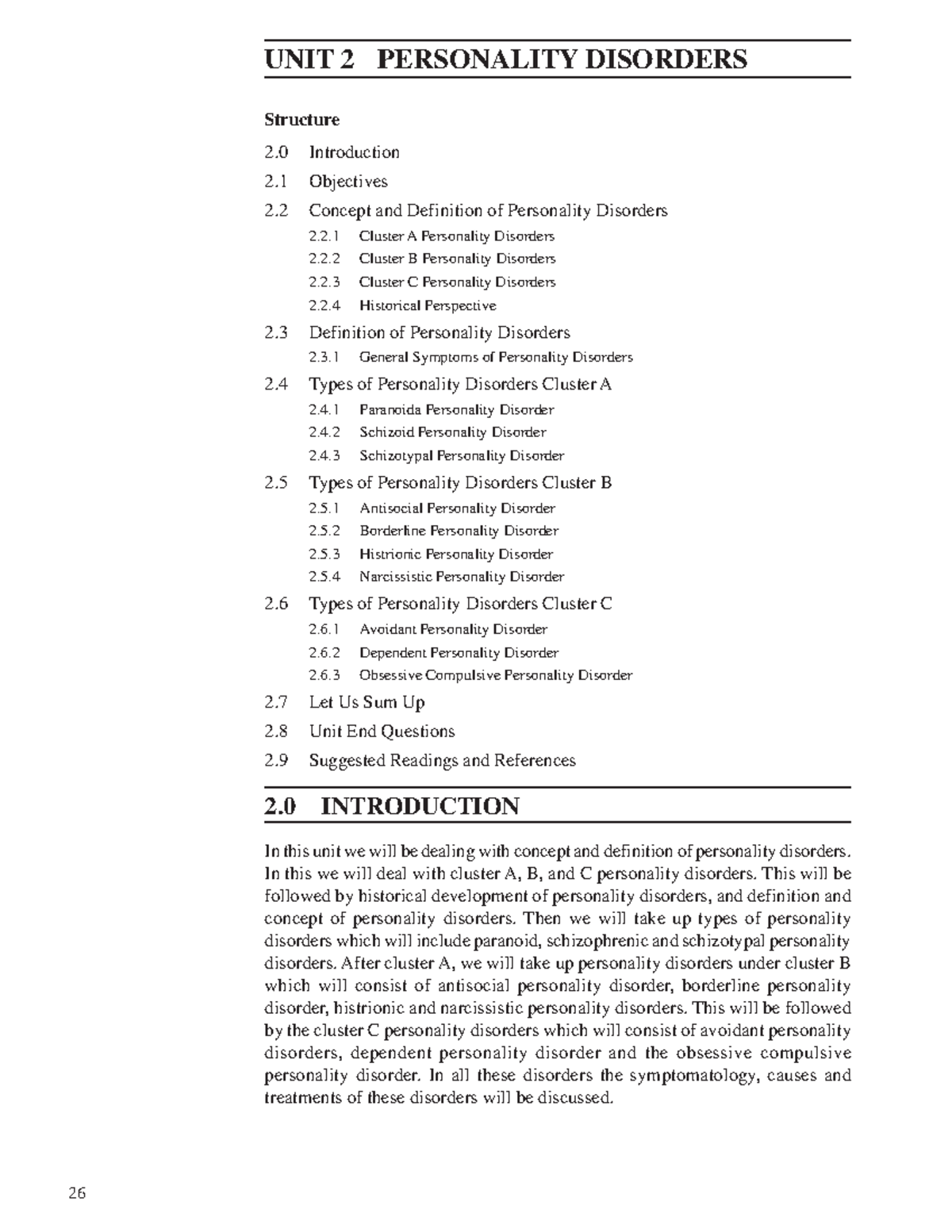 Unit-2 pd - notes - Severe Mental Disorders UNIT 2 PERSONALITY ...