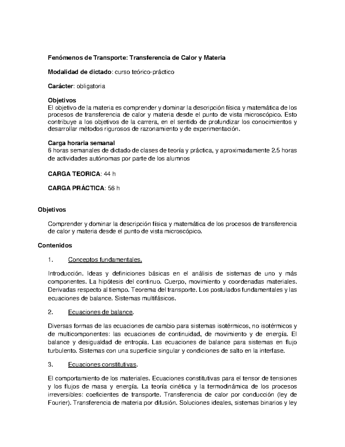 Programa de Fenomenosde TRansporte Transf Calor y Masa - Fenómenos de Transporte: Transferencia ...