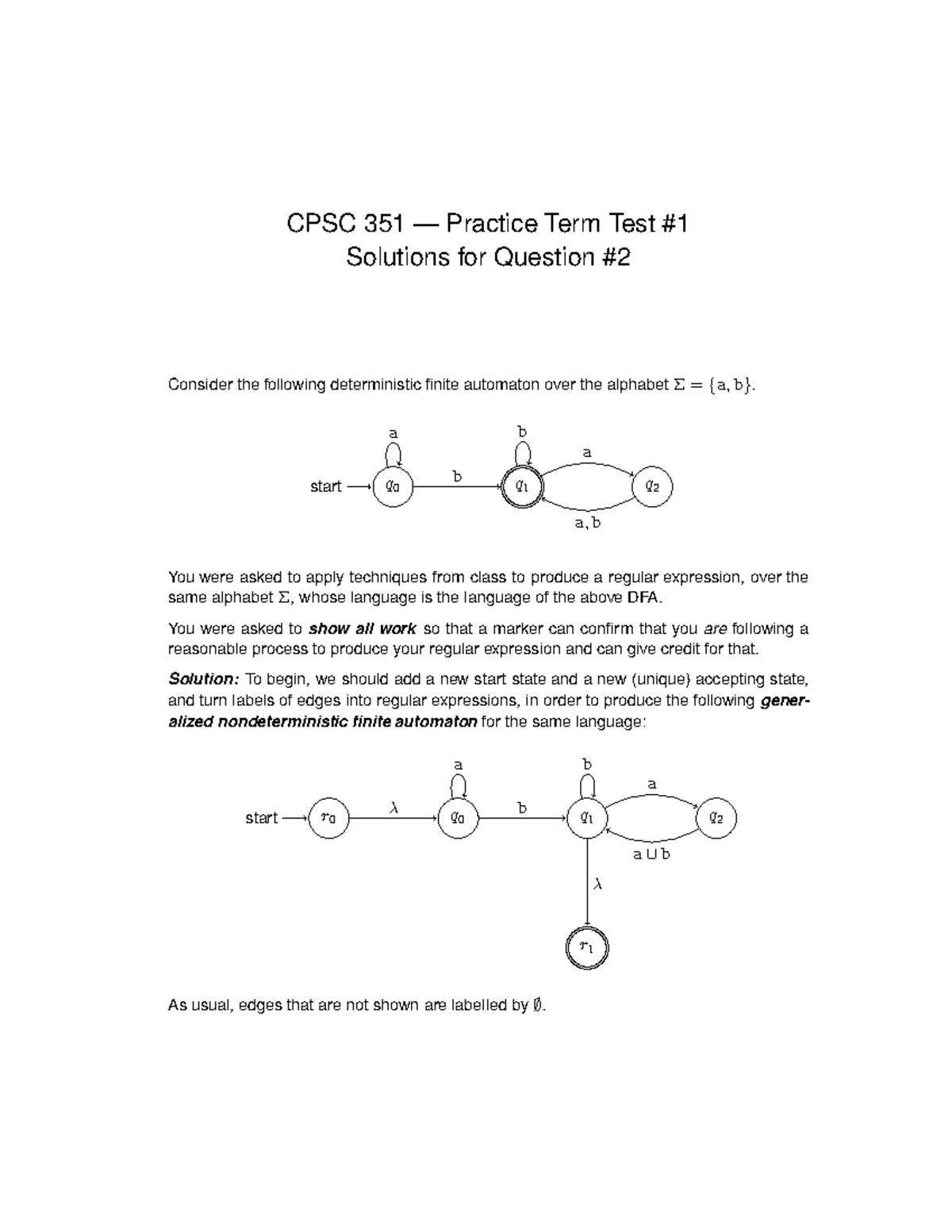 Practice test 1 q2 solutions - CPSC 351 — Practice Term Test Solutions ...
