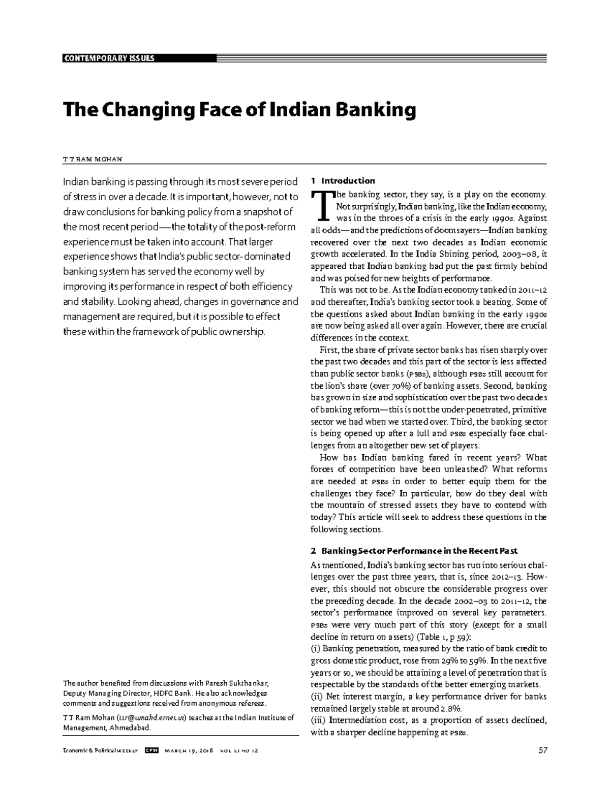 The Changing Face of Indian Banking 0 - It is important, however, not ...