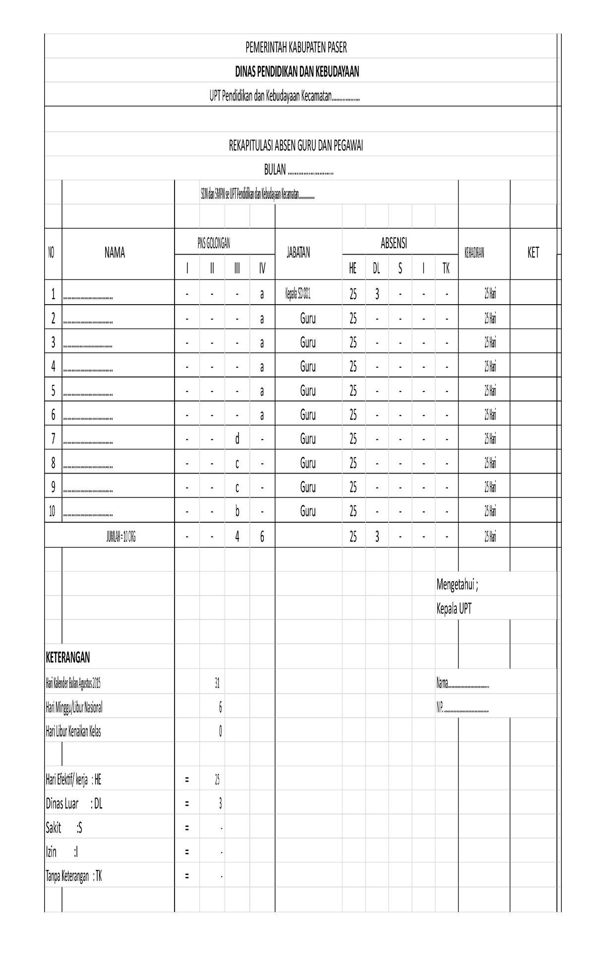 357989403 Contoh Rekapitulasi Absen Guru Dan Pegawai 1 - PEMERINTAH ...