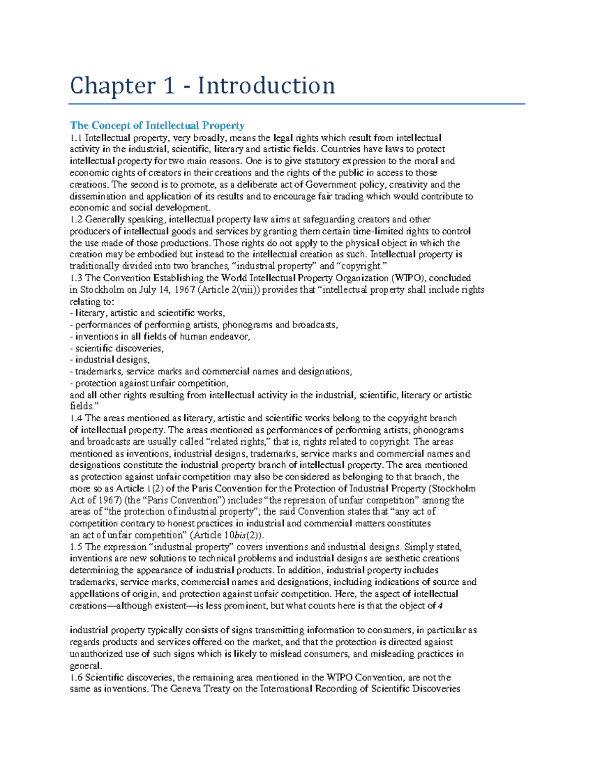 Chapter 1 Introduction to intellectual property right - Chapter 1 - Introduction The Concept of ...