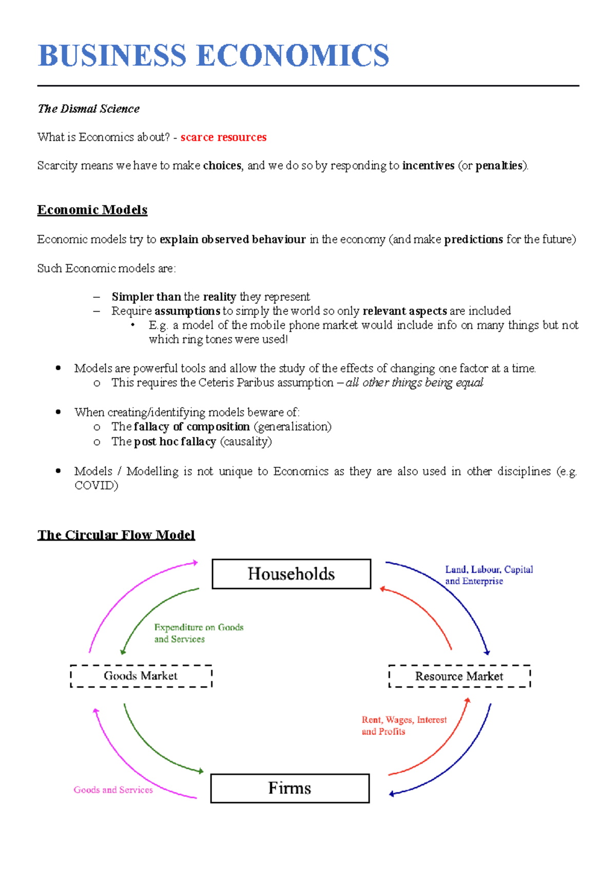 Business Economics - Notes - BUSINESS ECONOMICS The Dismal Science What ...