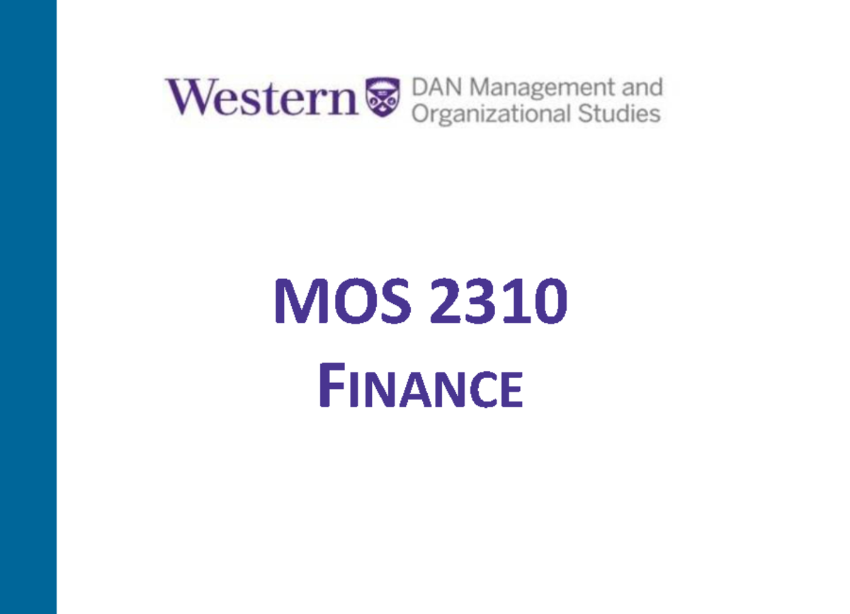 MOS 2310 Week 2 Slide - lecture note - MOS 2310 FINANCE 1- Cash Flows ...