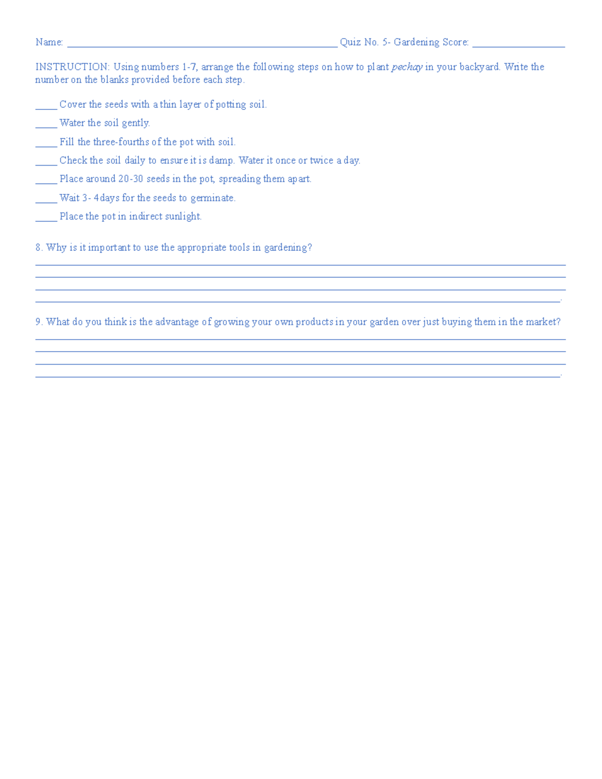 Pathfinder Quiz No. 5 - Name ...