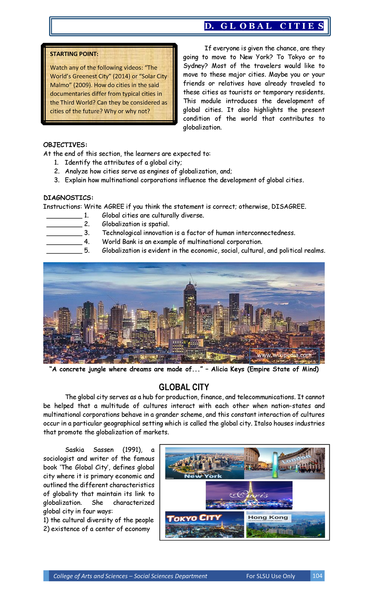 CAS-GEC04 Module 8 Global-Cities - College of Arts and Sciences ...