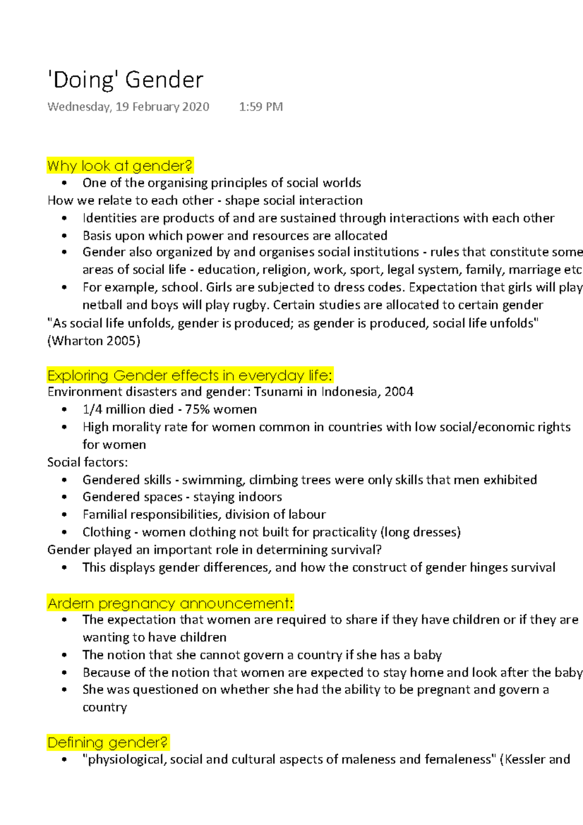 'Doing' gender and gender effects in every day life. - Why look at ...