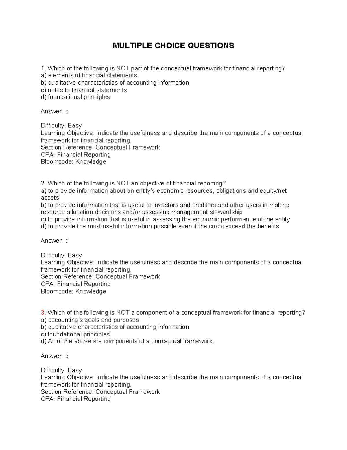 3AB3 CH2 - quiz question practice - MULTIPLE CHOICE QUESTIONS Which of the following is NOT part ...