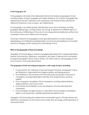 Food Geography GEO 105 part 1 Homework - What is the risk of selling ...