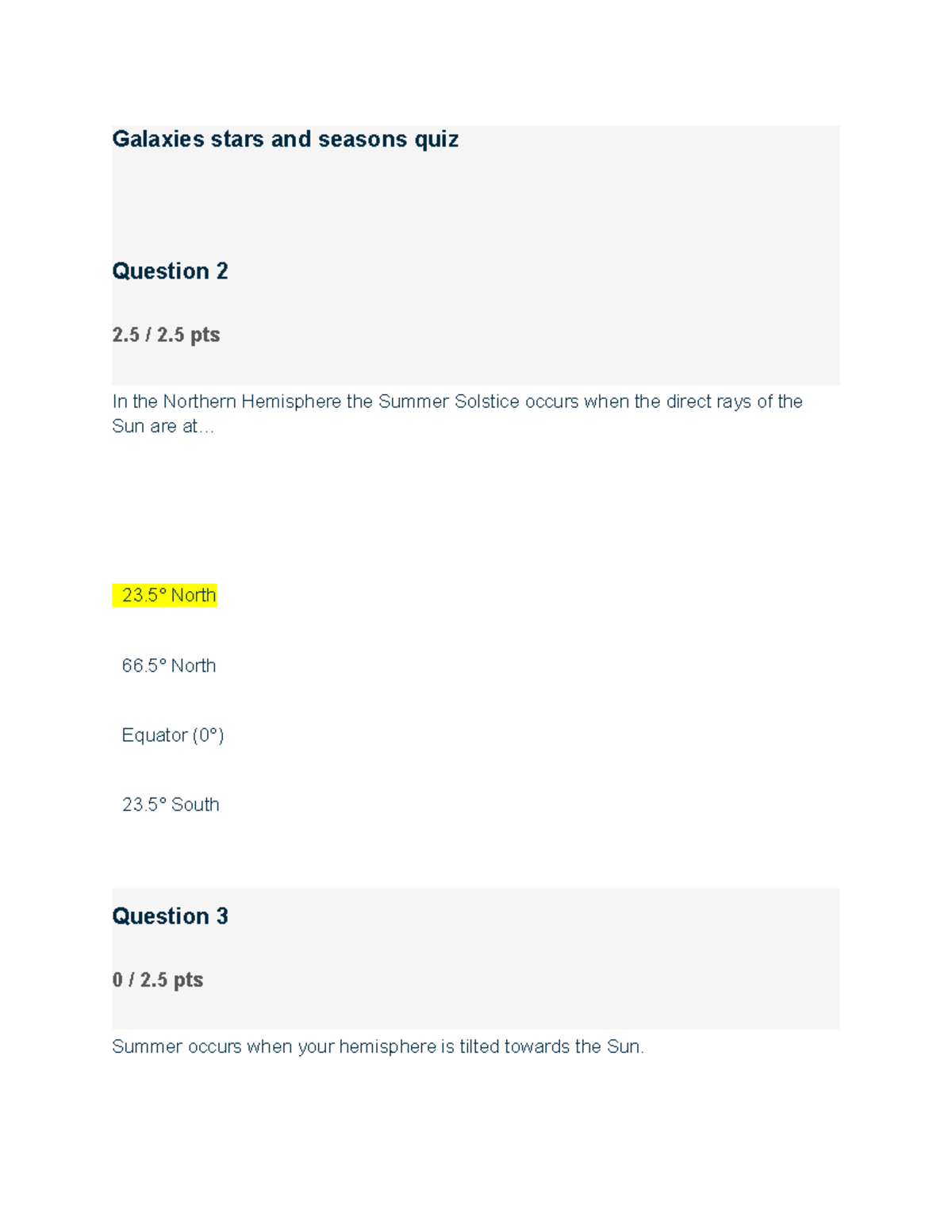 Earth science quiz - Galaxies stars and seasons quiz Question 2 2 / 2 ...