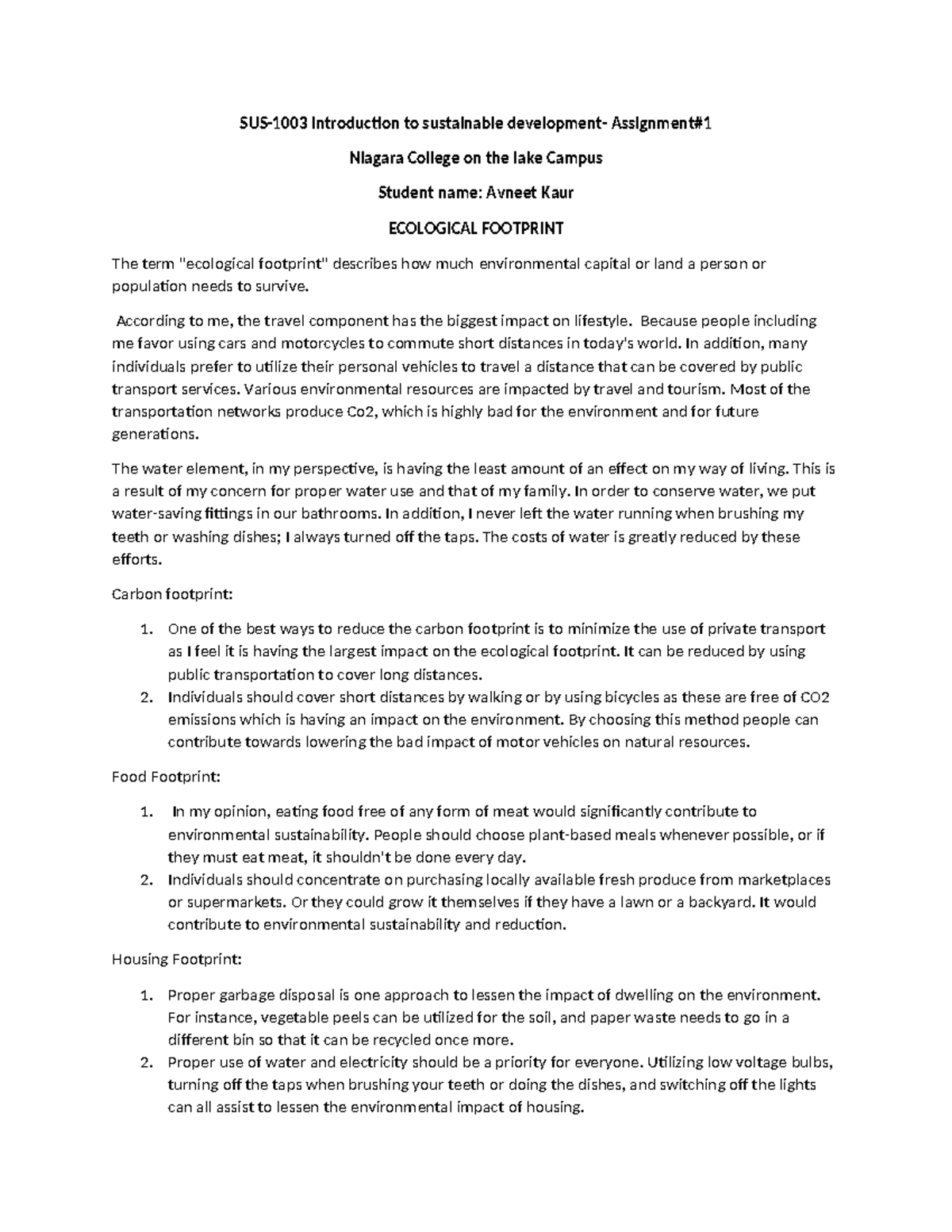 Ecological footprint - SUS-1003 Introduction to sustainable development ...