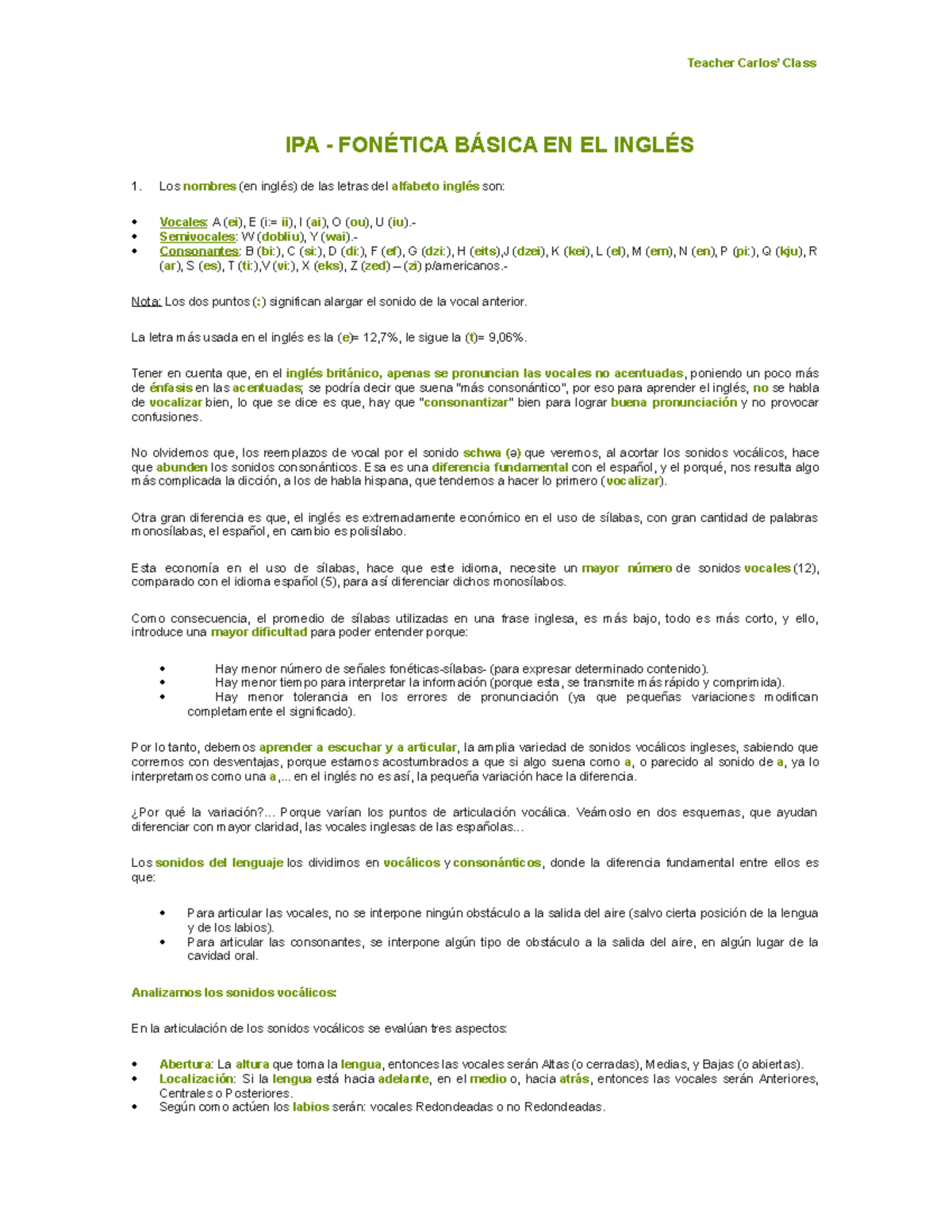 IPA - ipa introduction - IPA - FONÉTICA BÁSICA EN EL INGLÉS Los nombres ...