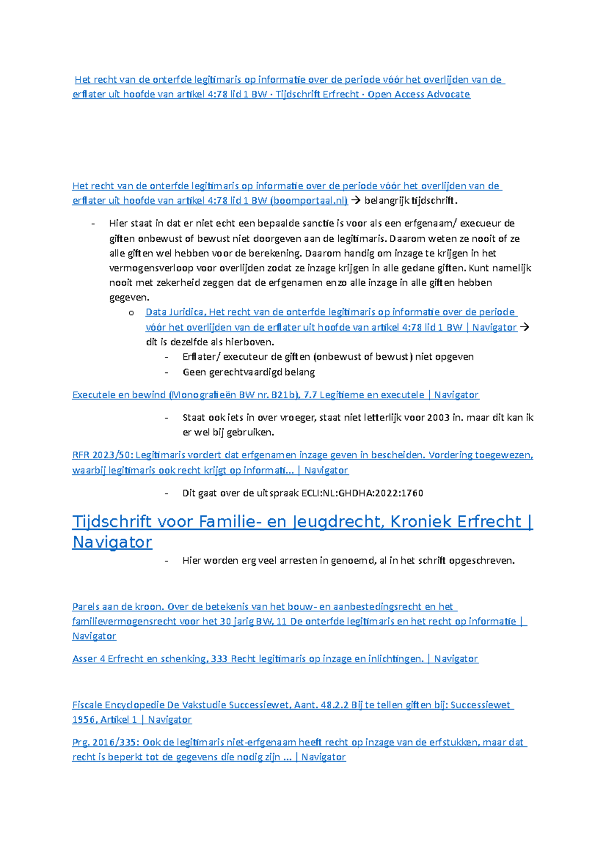 Belangrijk bestandje bij paper - Het recht van de onterfde legitimaris ...