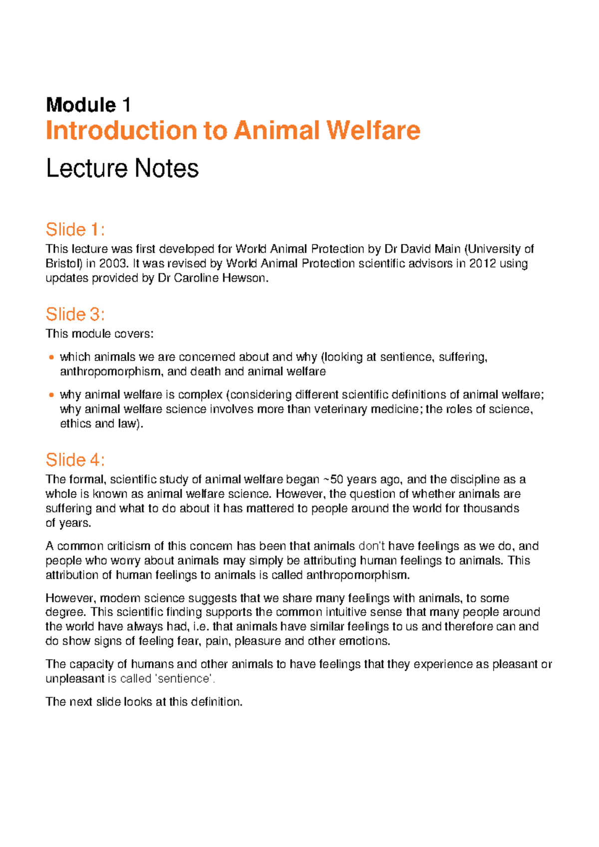 Animal Health Module 1 - Lecture notes 1 - Module 1 Introduction to ...