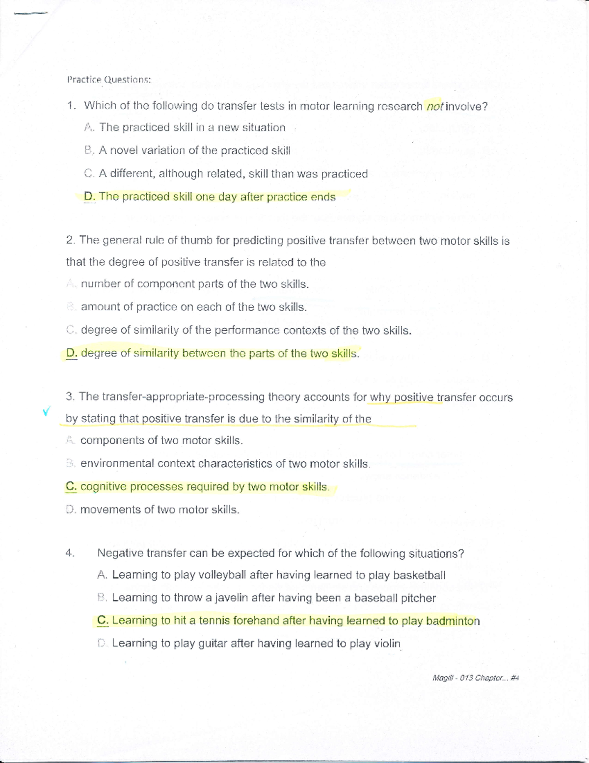 Motor Learn Practice Questions - Practice Questions: 1. Which of the ...